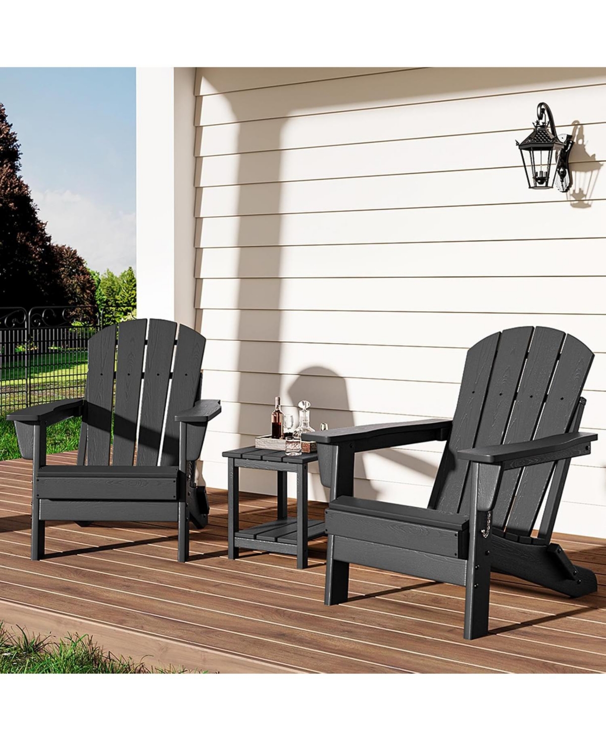 Click here for gaomon Set of 2 Folding Adirondack Chairs with Sid... prices