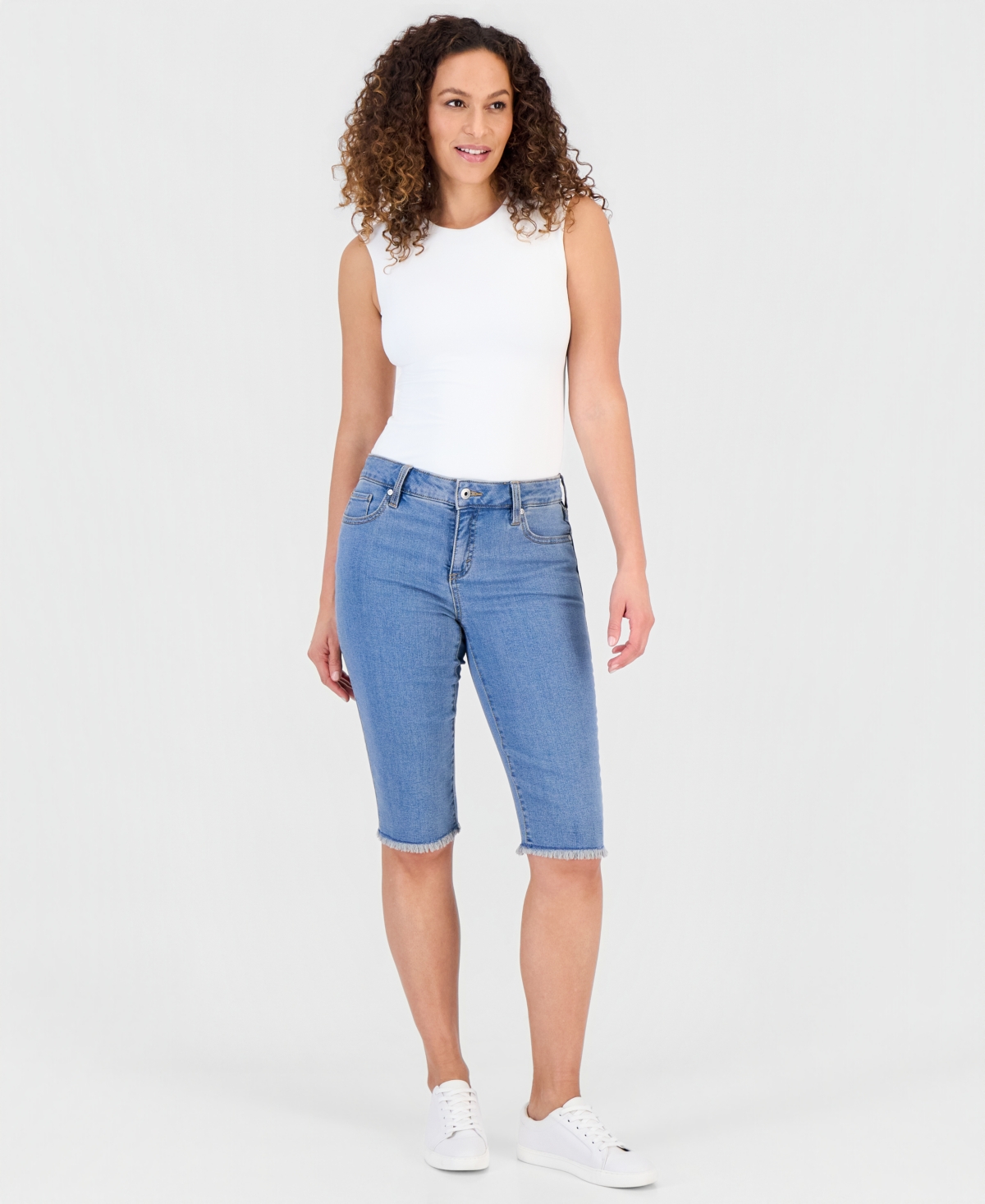 Click here for Style & Co Petite Mid-Rise Raw-Hem Skimmer Jeans... prices