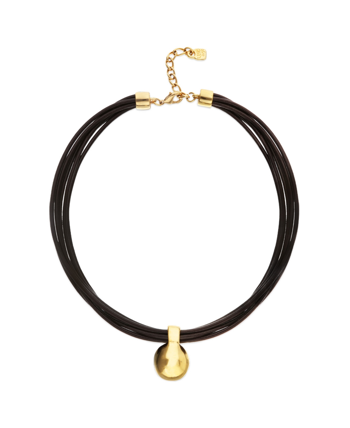 Click here for UNOde50 Leather Necklace with Big 18k Gold Alloy P... prices