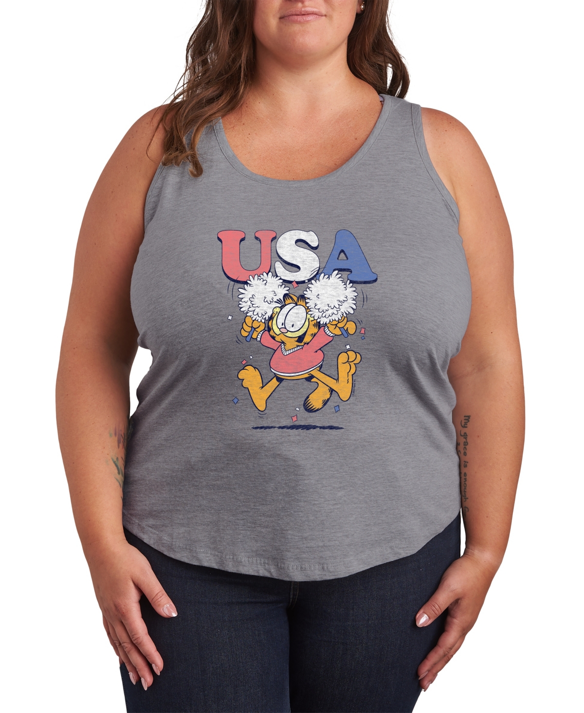 Click here for Hybrid Apparel Plus Size Garfield Usa Cheer Graphi... prices