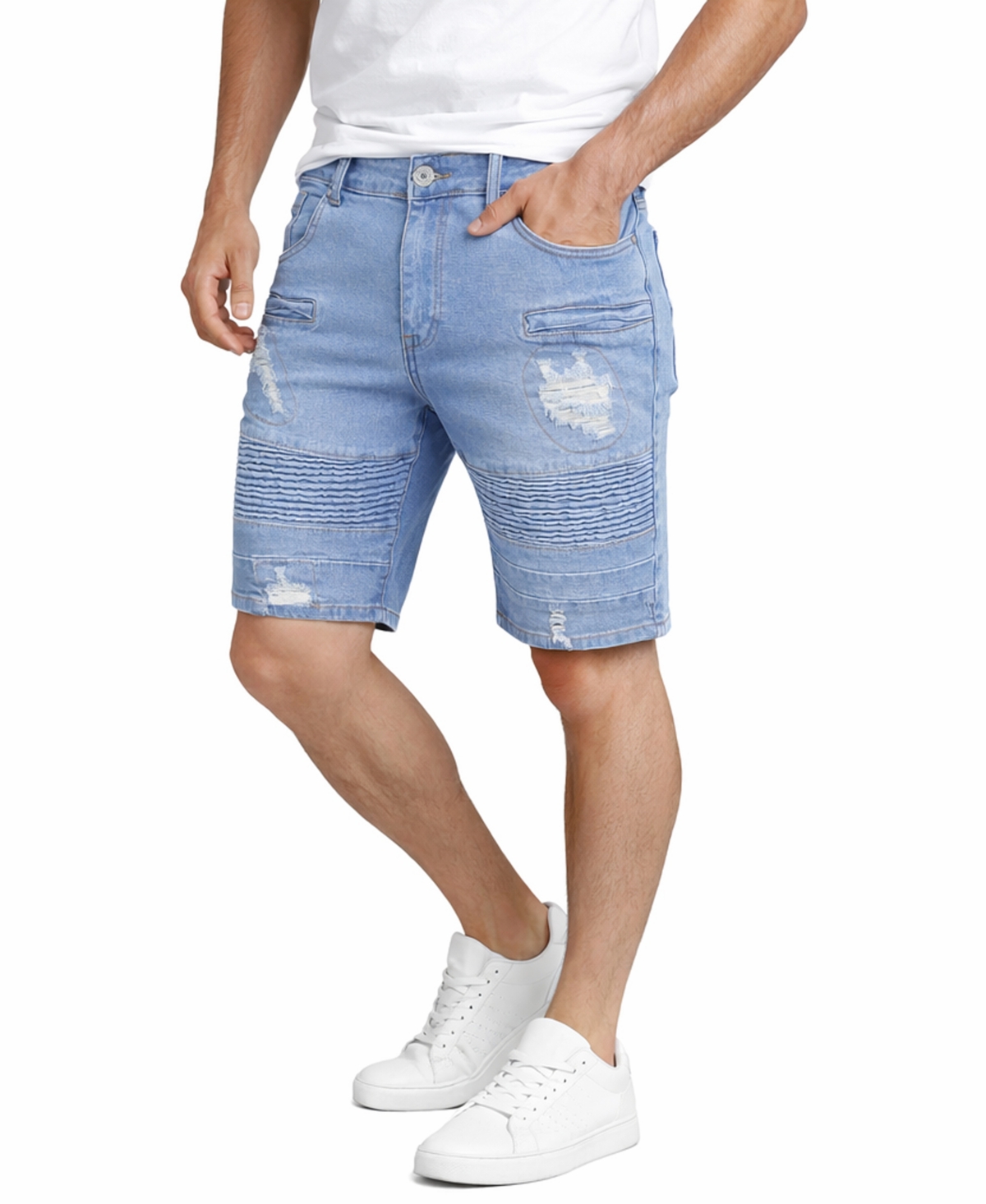 Click here for Blu Rock Mens Stretch Slim-Fit Casual Denim Shorts... prices
