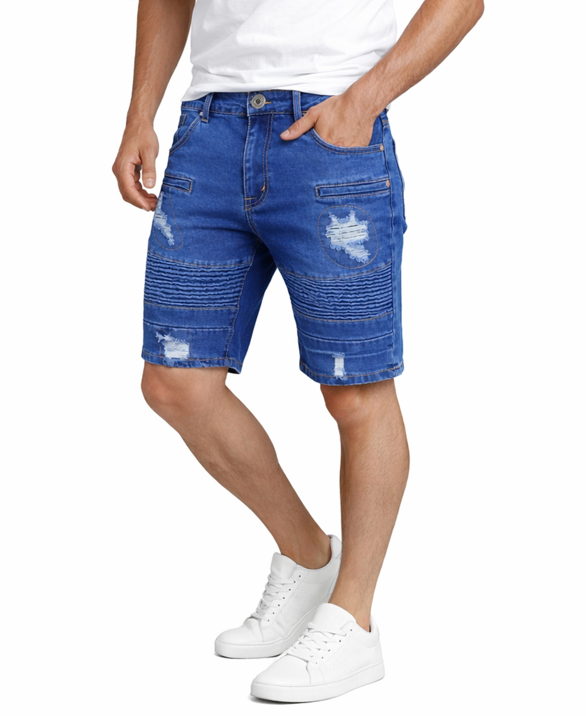 Click here for Blu Rock Mens Stretch Slim-Fit Casual Denim Shorts... prices