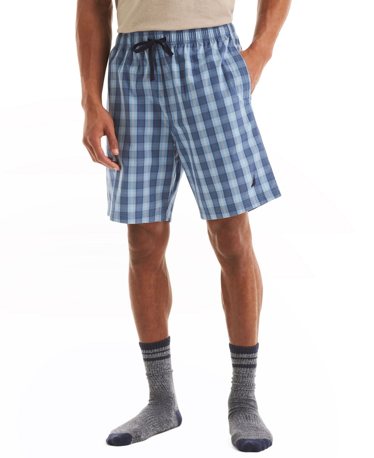 Click here for Nautica Mens Elastic-Drawstring Plaid Pajama Short... prices