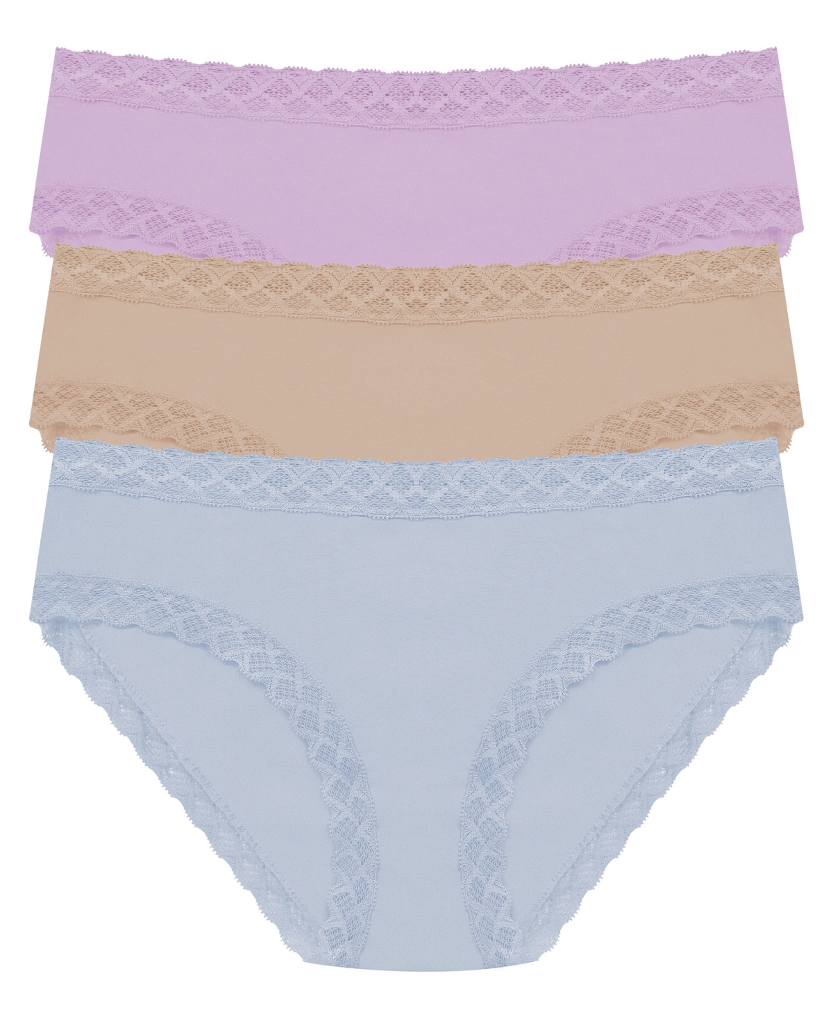 Click here for Natori Bliss Lace-Trim Cotton Brief Underwear 3-Pa... prices