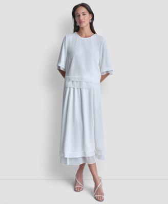 Click here for Dkny Womens Crewneck Layered Top Layered Window Pa... prices