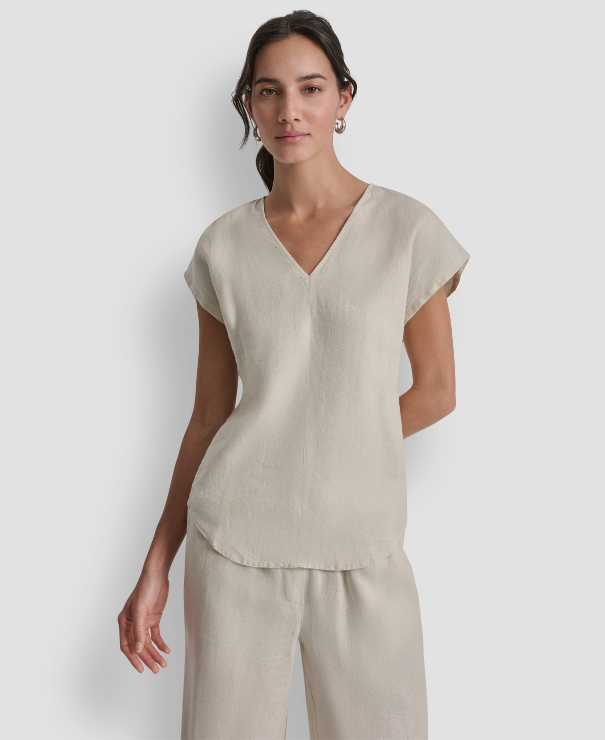 Click here for Dkny Womens V-Neck Short-Sleeve Shirt - Natural prices