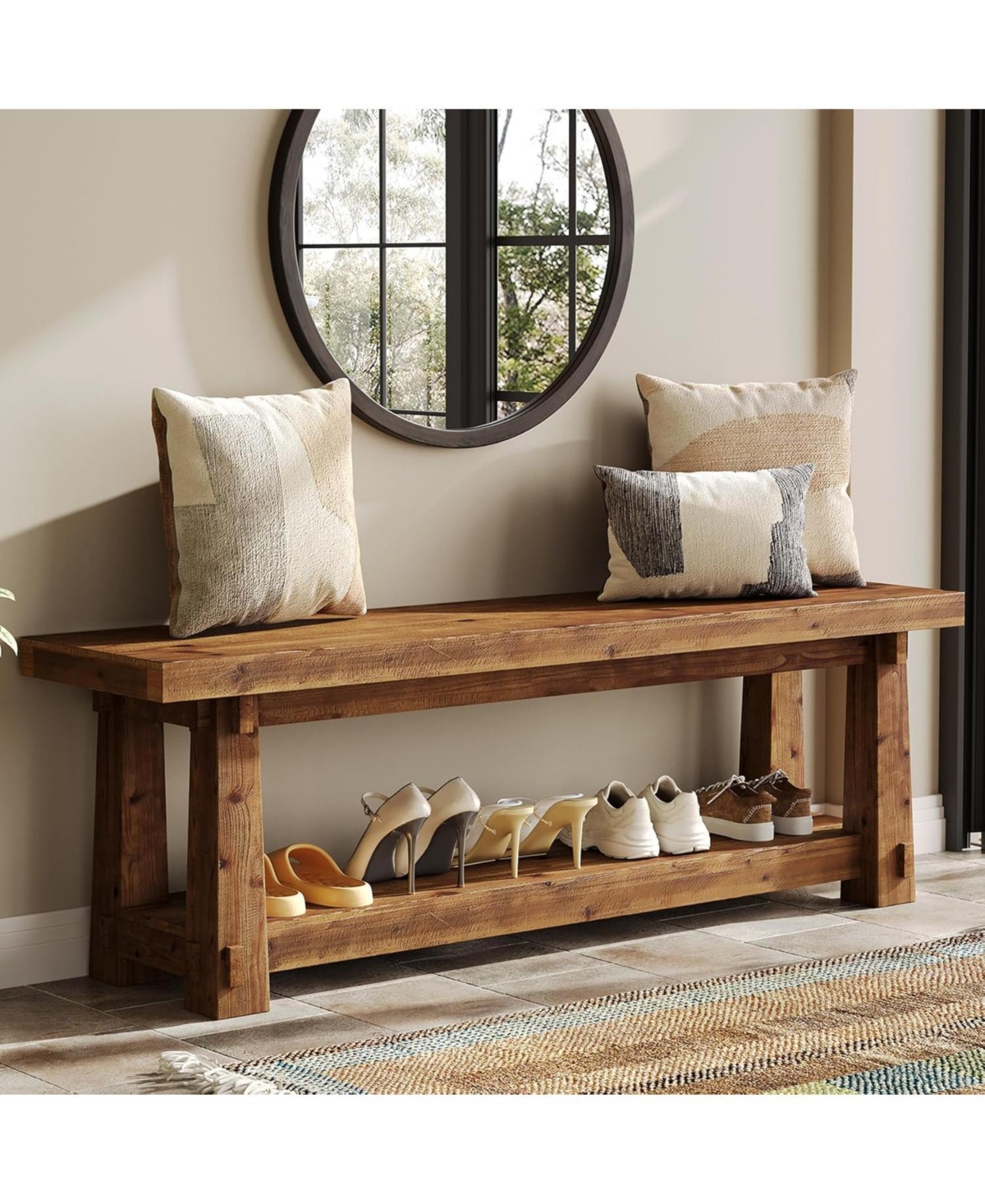 Click here for Tribesigns 55 Solid Wood Entryway Bench with Shoe... prices