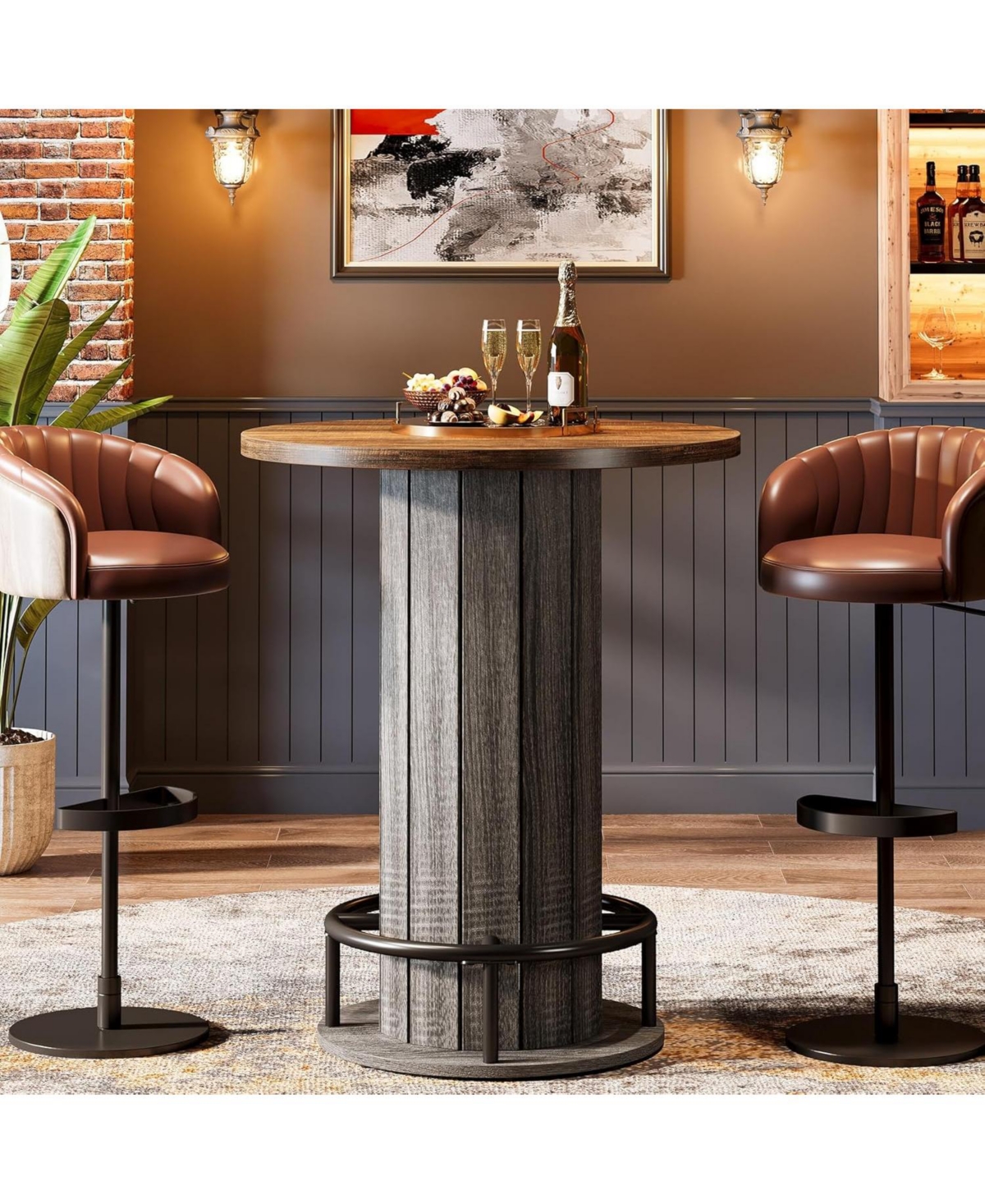 Click here for Tribesigns Round Bar Table  39.4 H Wood Bistro Pub... prices