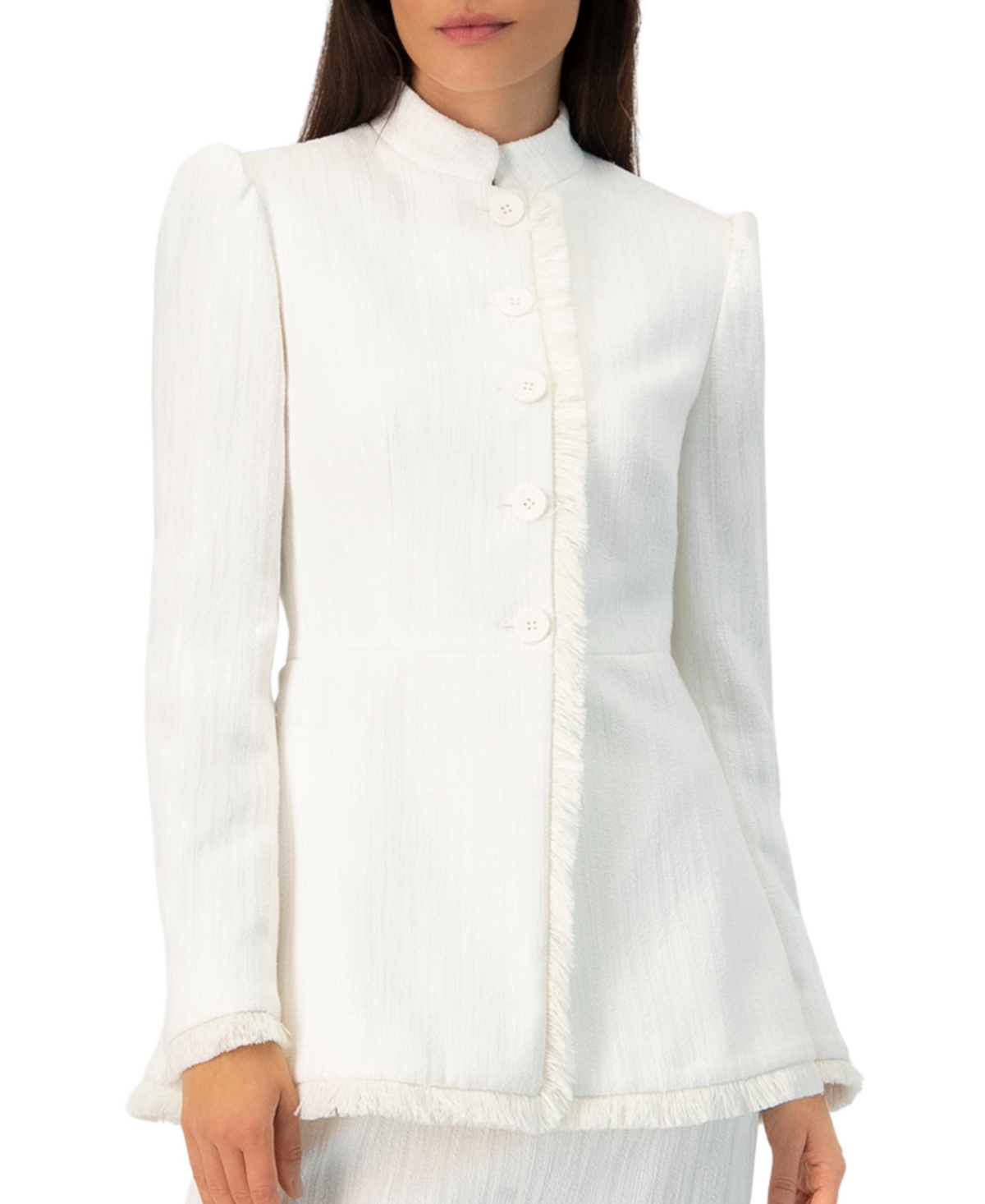 Click here for Ivonne Womens Buttoned Blazer with Fringe Detail -... prices