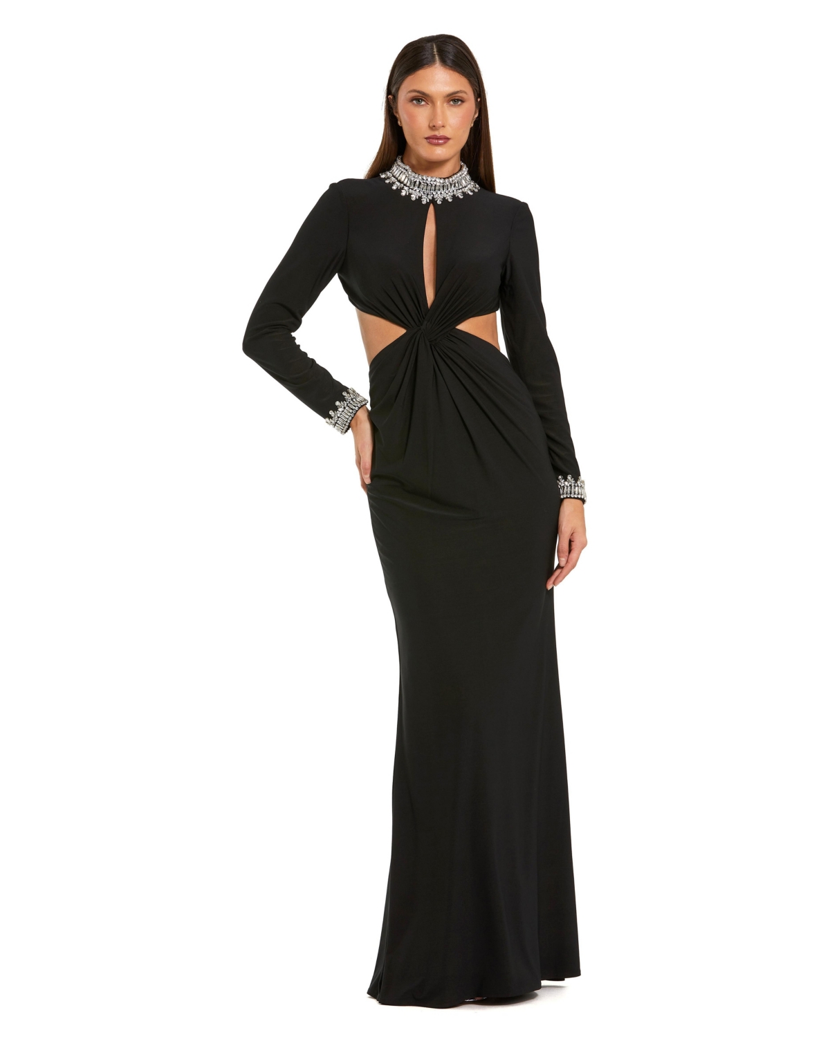 Click here for Mac Duggal Womens Embellished Jersey Long Sleeve C... prices