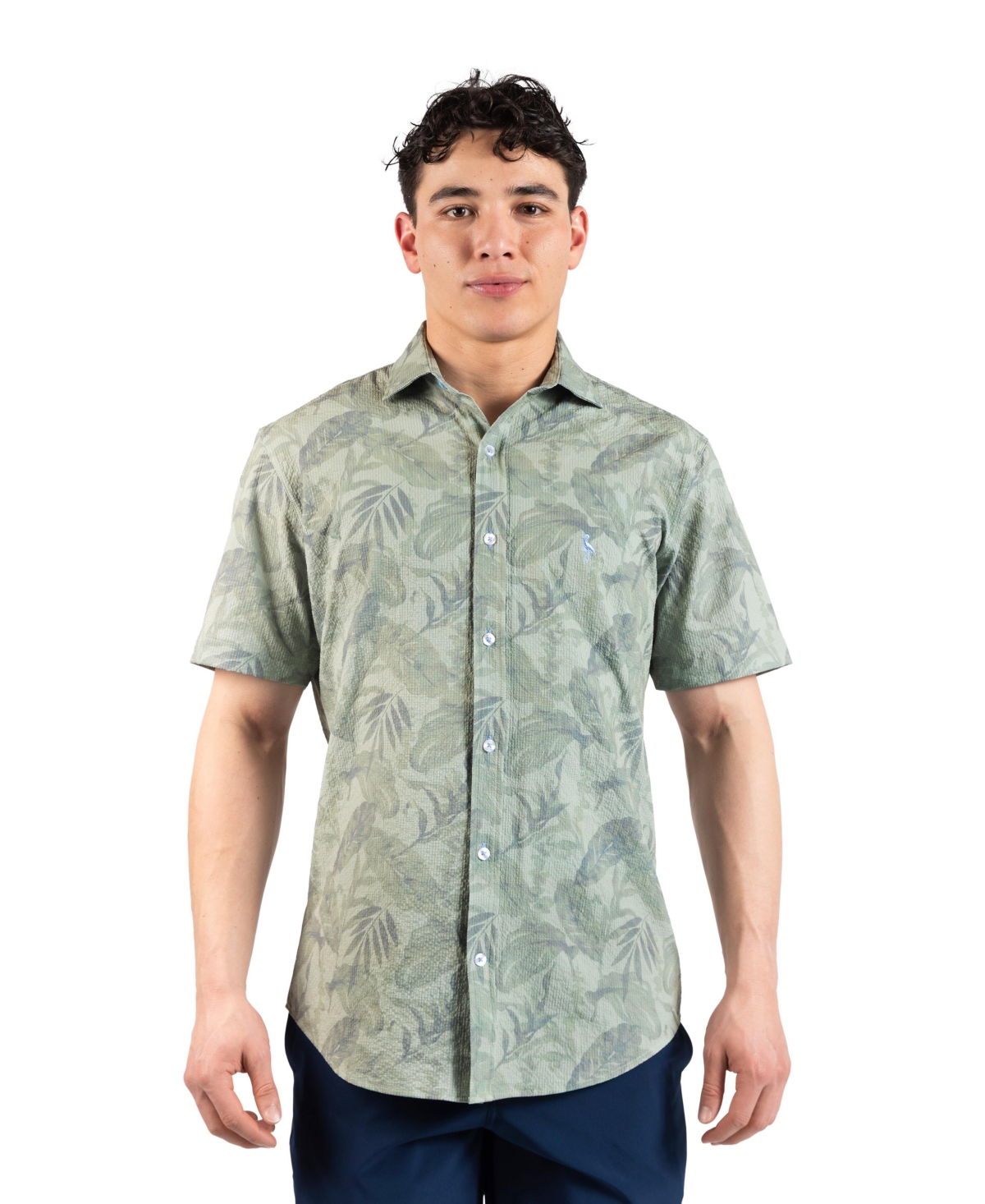 Click here for TailorByrd Mens Tropical Leaves Printed Seersucker... prices