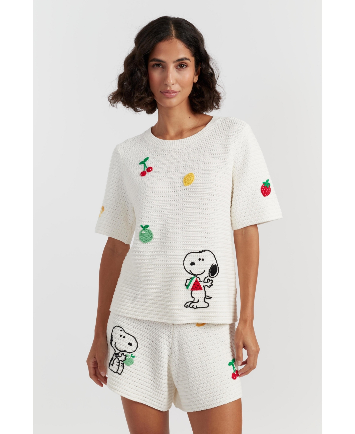 Click here for Chinti & Parker Womens Cotton Snoopy Crochet Tee -... prices