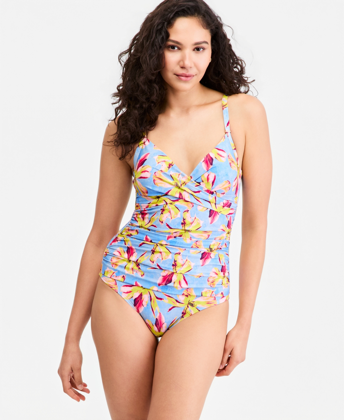 Click here for Dkny Womens Crossover Ruched One-Piece Swimsuit -... prices