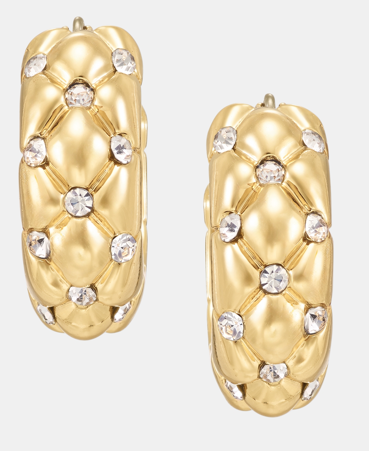 Click here for Anne Klein Small Pave Quilted Hoop Earrings  0.88... prices