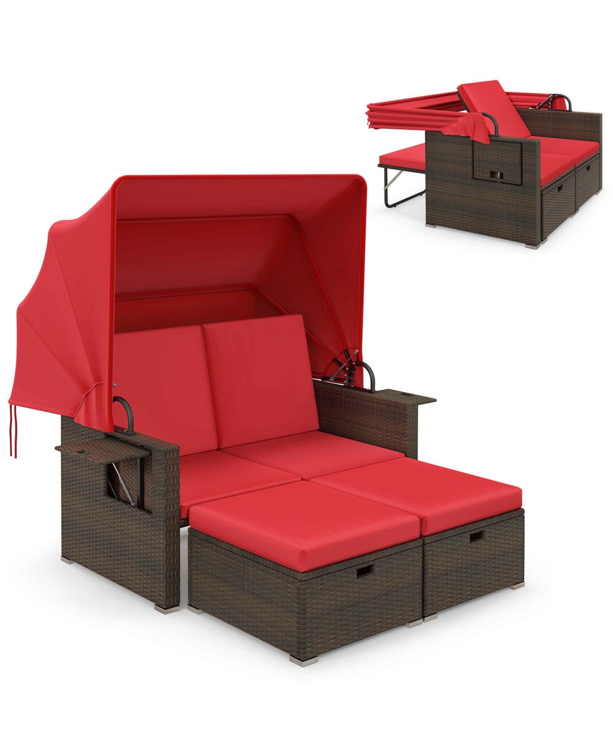 Click here for Gymax Rattan Daybed w/ Adjustable Backrests & Retr... prices