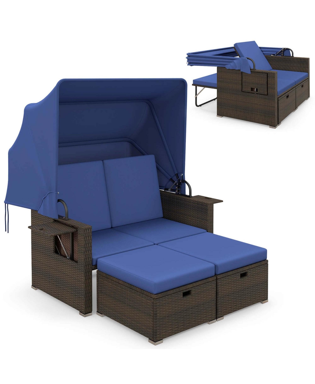 Click here for Gymax Rattan Daybed w/ Adjustable Backrests & Retr... prices