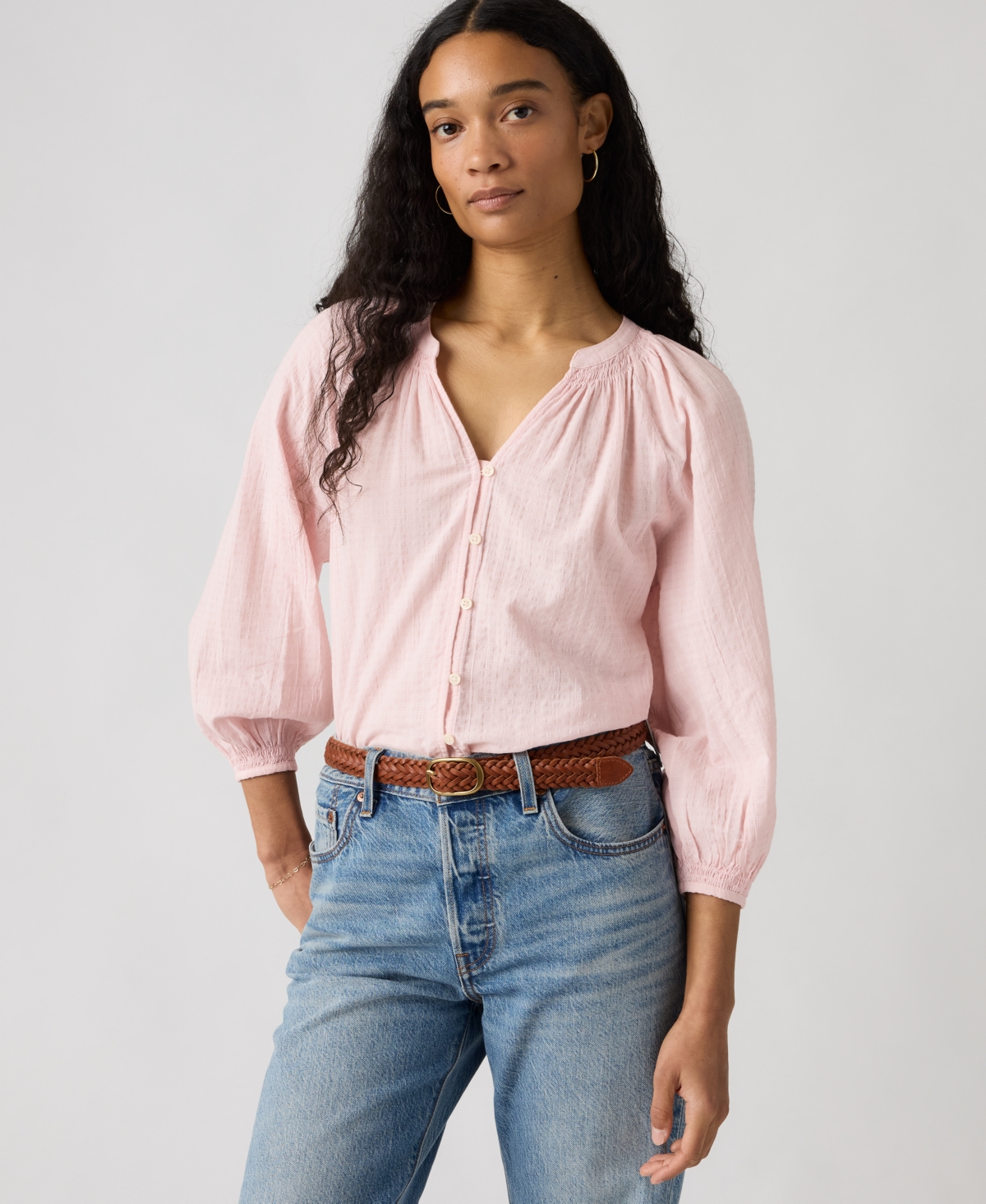 Click here for Levis Juniors Phoebe V-Neck Blouse - Crystal Pink prices