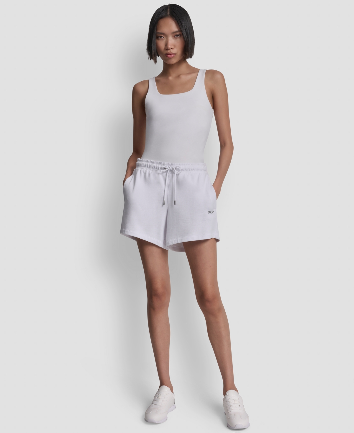 Click here for Dkny Sport Womens Foil Logo Shorts - White/Silver prices