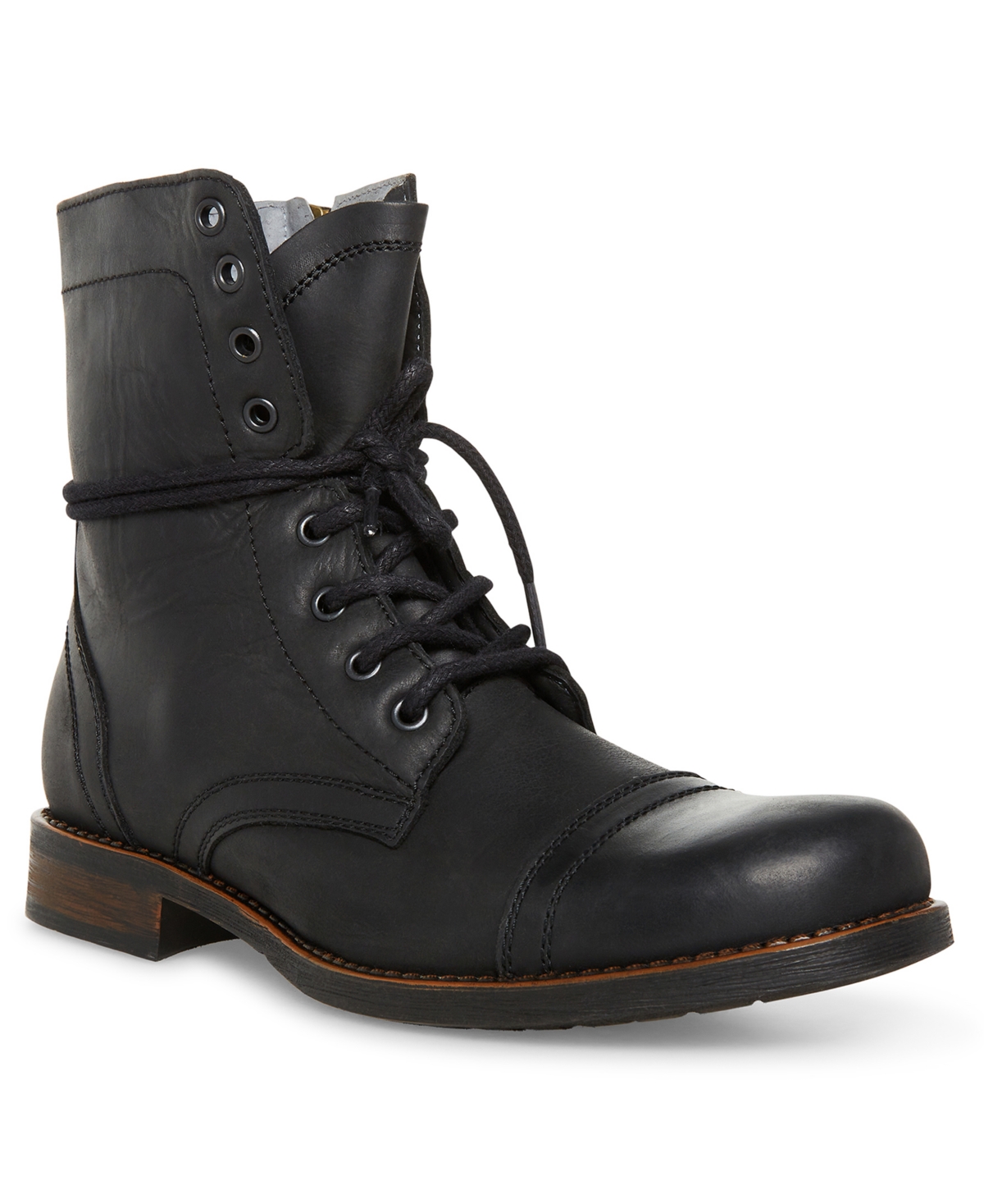 Click here for Steve Madden Mens Troopah Leather Boots - Black le... prices