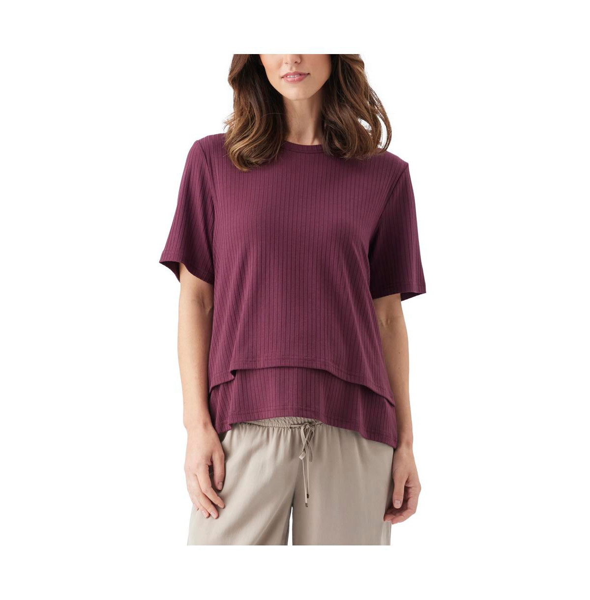 Ripe Maternity Maternity Ripe Mike Rib Nursing Top - Maroon