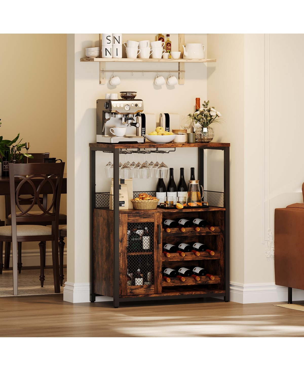 Click here for gaomon Wine Bar Rack Cabinet  Adjustable Shelves C... prices