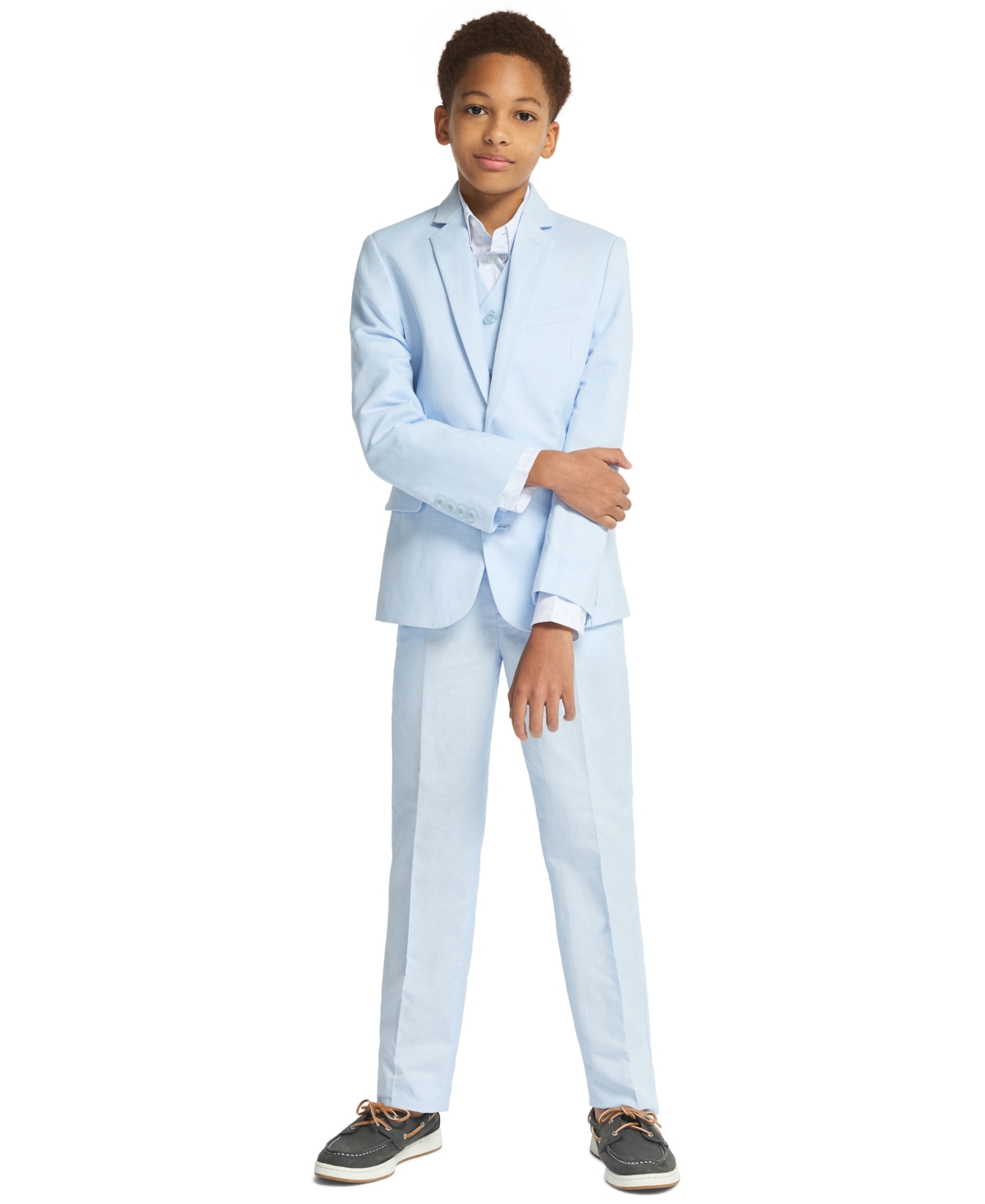 Click here for Calvin Klein Boys 8-20 Tri-Blend Linen Zip Closure... prices