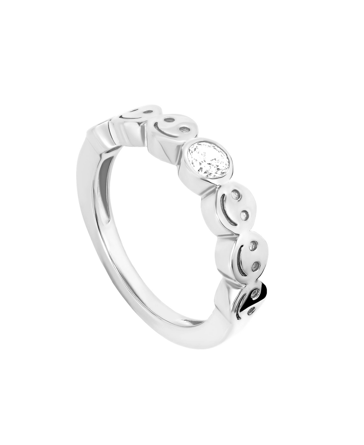 Click here for Macys Cubic Zirconia Smiley Face Band Ring - Silve... prices