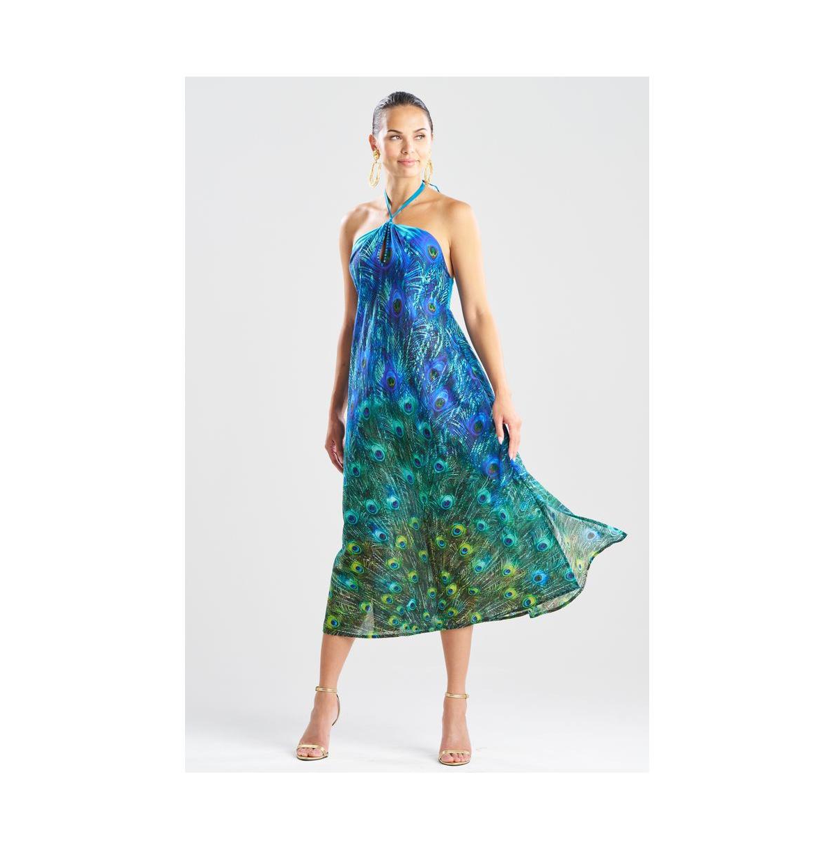 Click here for Natori Womens Peacock - Cotton Voile Maxi Dress -... prices