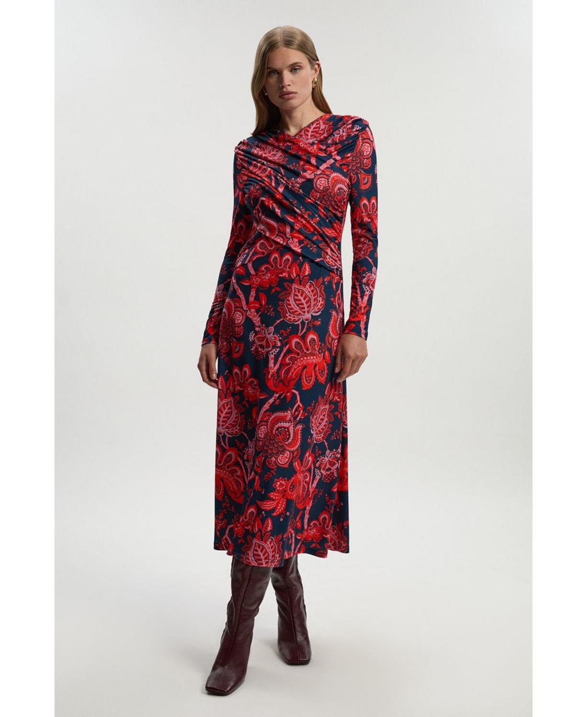 Click here for Karen Millen Womens Paisley Jersey Crepe Twist Max... prices