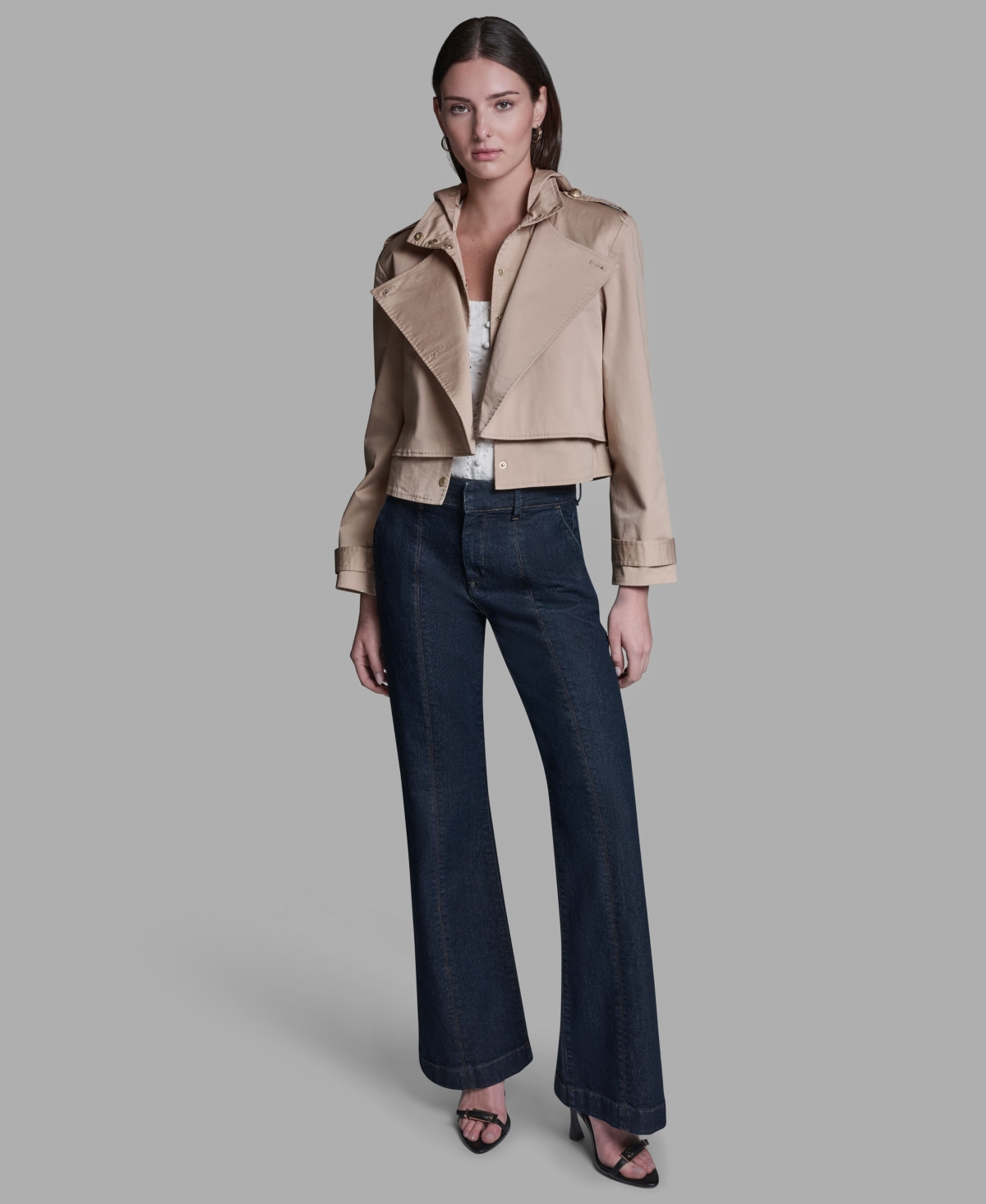 Click here for Bcbg Womens Button Front Collared Jacket - Moonlit... prices