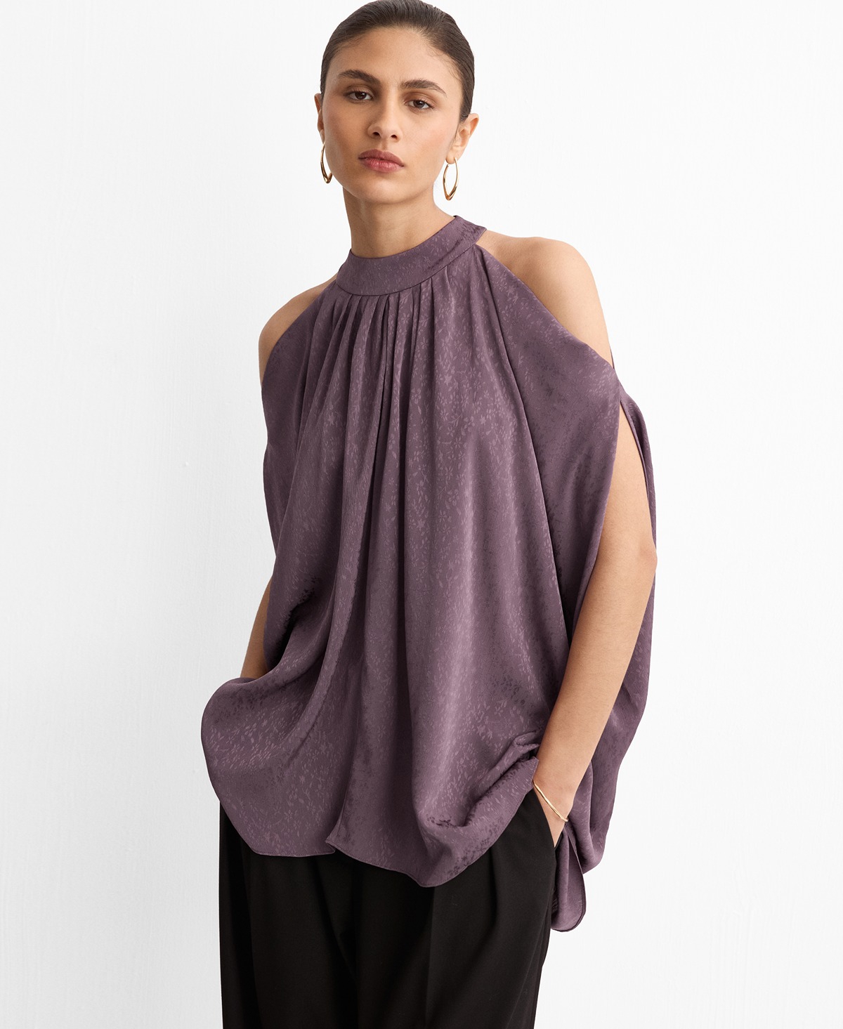 Click here for Mango Womens Off-Shoulder Top - Purple prices