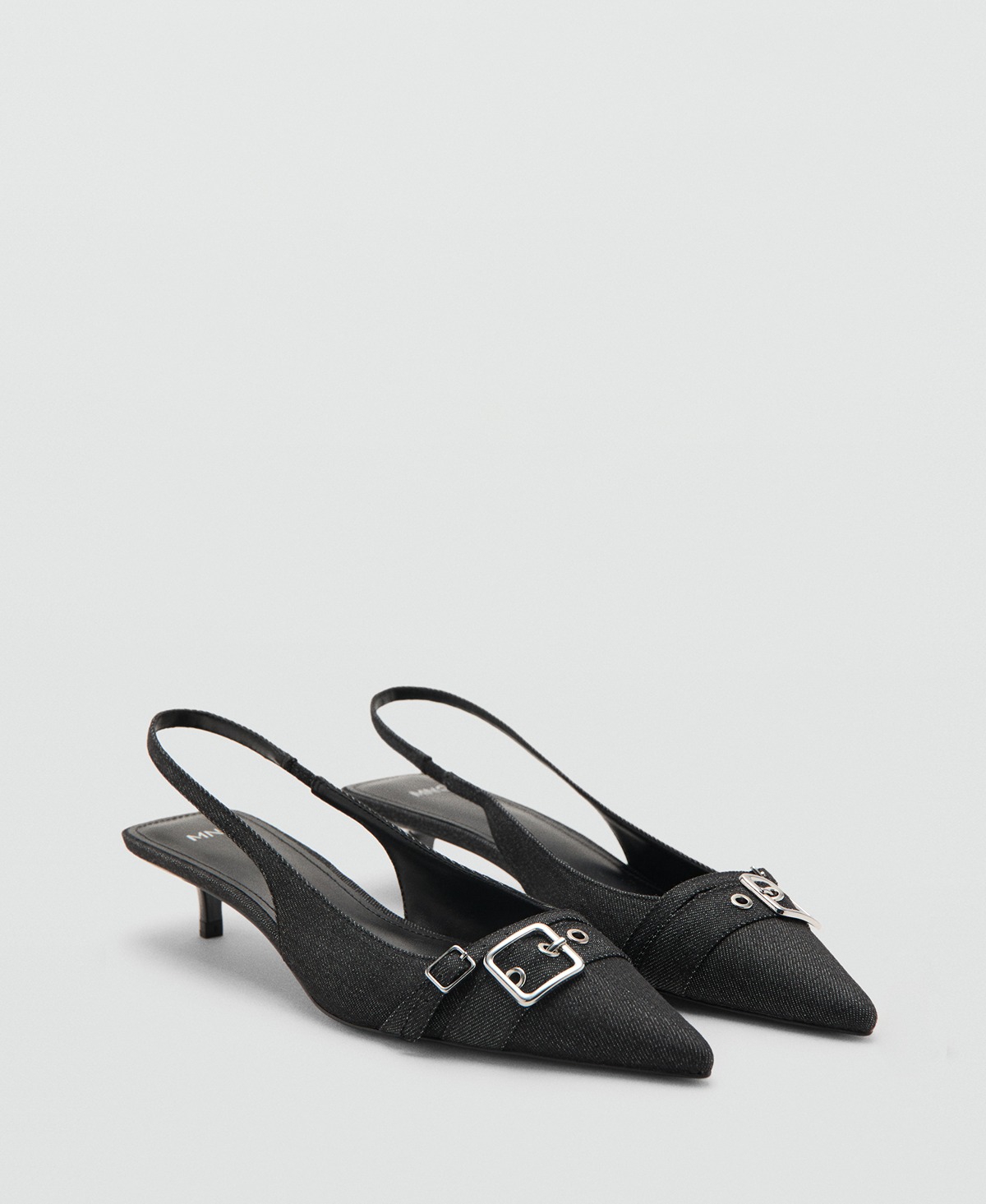 Click here for Mango Womens Buckle Slingback Denim Shoes - Navy prices