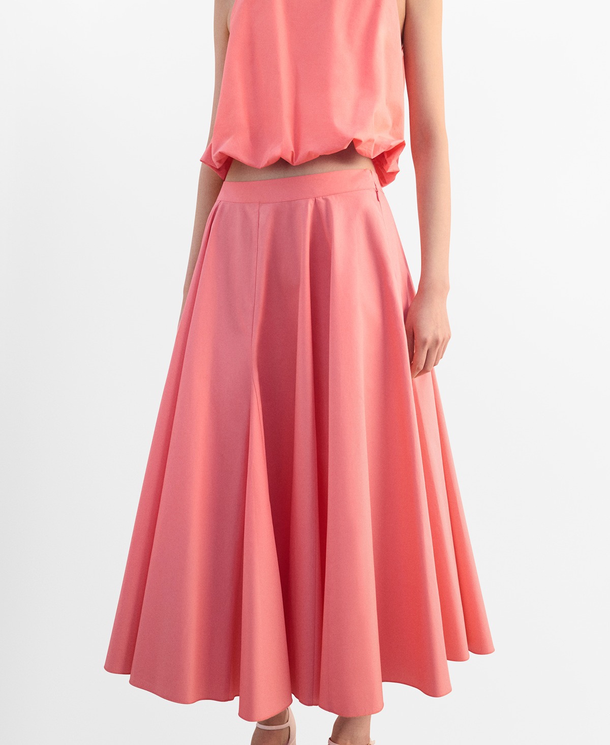 Click here for Mango Womens Flared Midi-Skirt - Coral Red prices