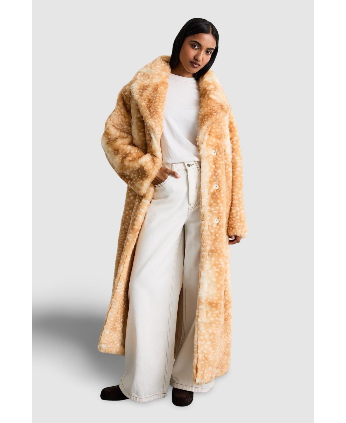 Click here for Warehouse Womens Premium Deer Jacquard Faux Fur Co... prices