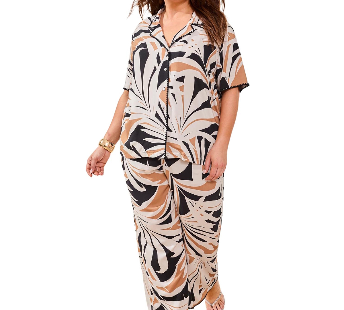 Click here for Tribal Plus Size Printed Embroidered Short-Sleeve... prices