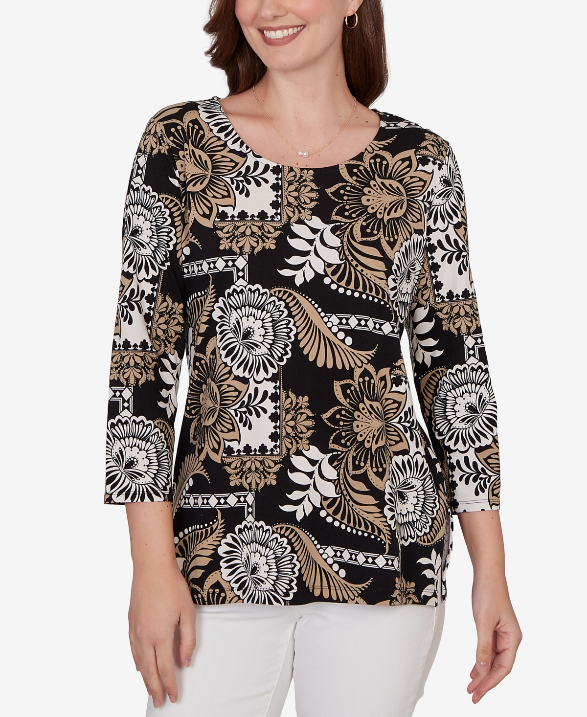 Click here for Ruby Rd. Petite Tropical Patchwork Scoop Neck Knit... prices