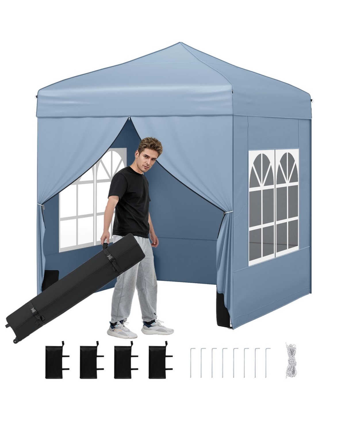 Click here for Mecale 6.5x6.5 ft Pop-Up Canopy Tent with 4 Sidewa... prices