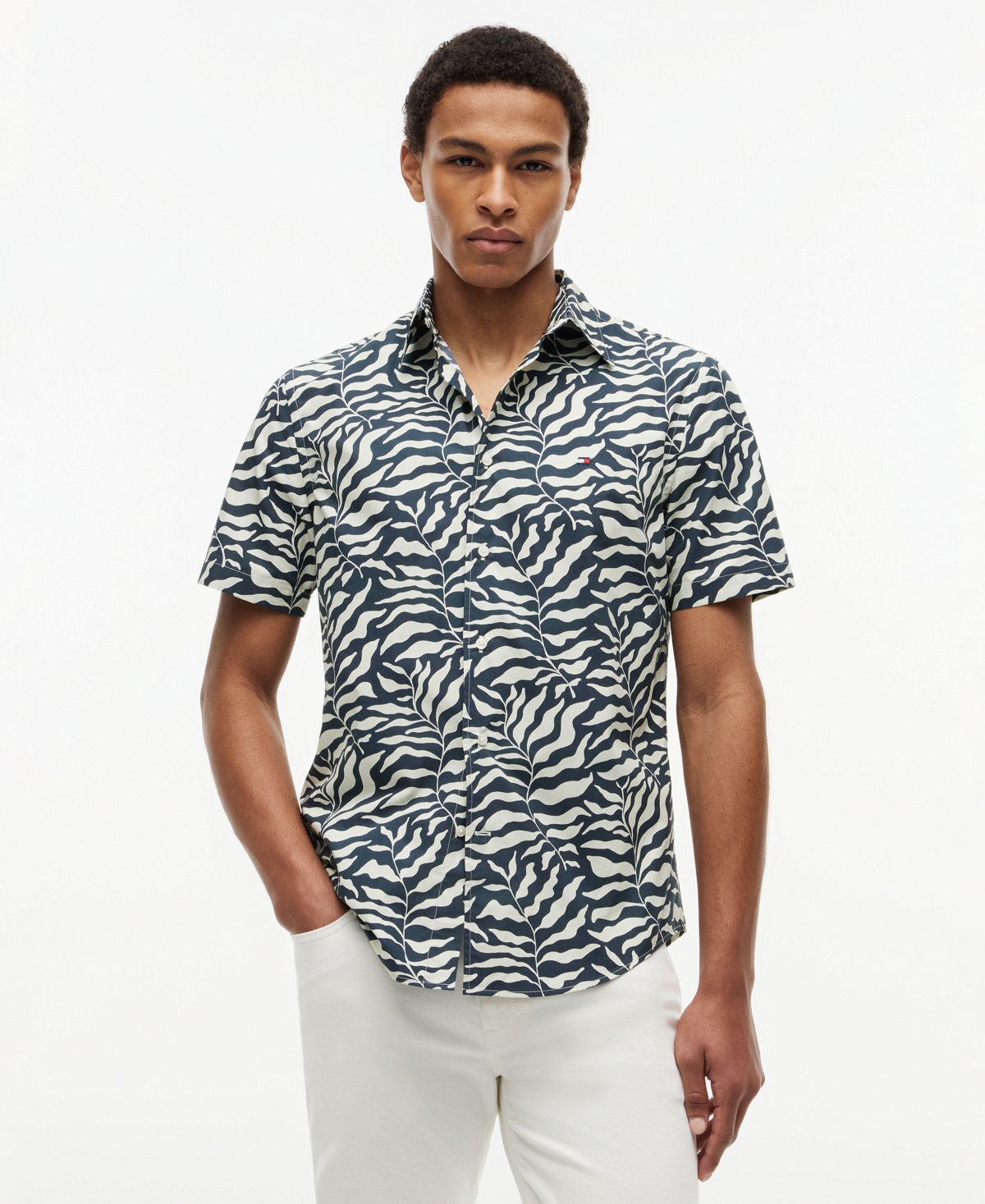 Click here for Tommy Hilfiger Mens Palm Print Regular-Fit Shirt -... prices