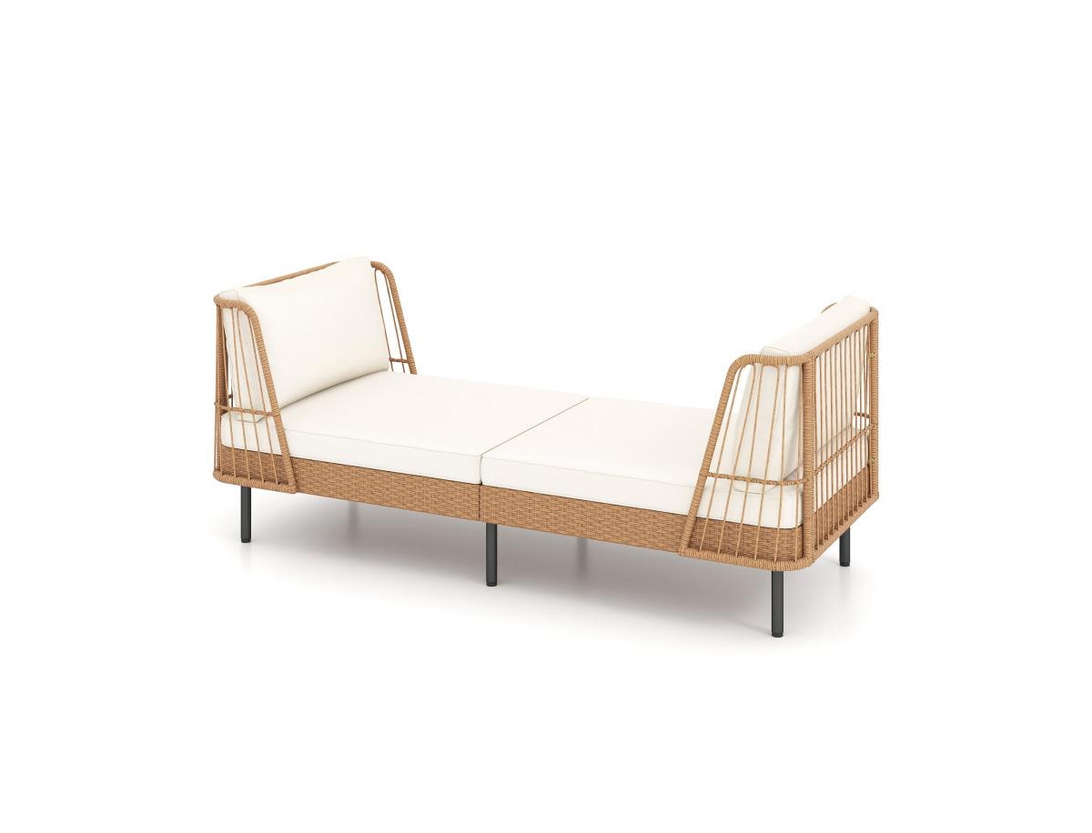 Click here for Slickblue Patio Rattan Daybed Loveseat with Comfor... prices