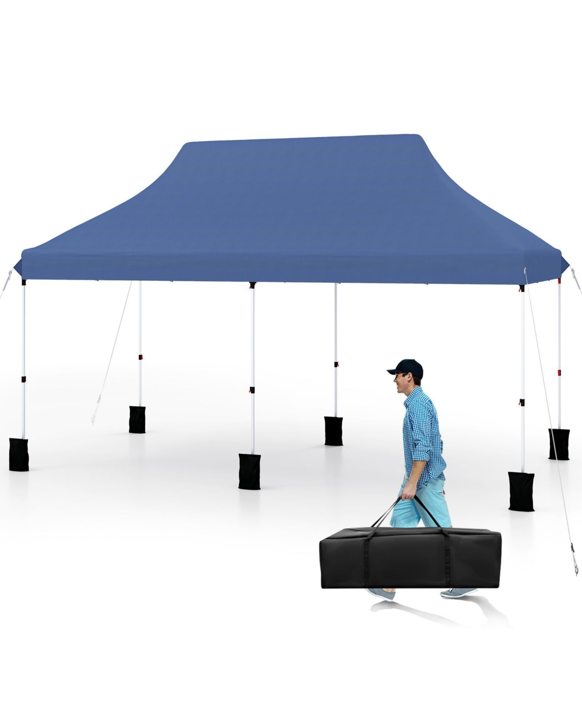 Click here for Mecale 10x20 ft Foldable Pop-Up Canopy Tent with C... prices