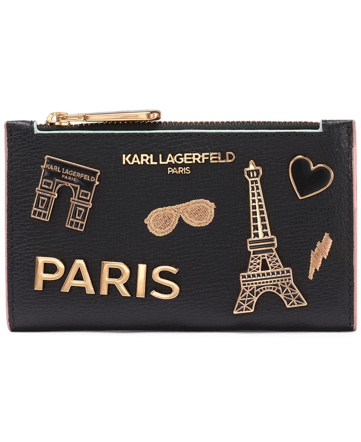 Click here for Karl Lagerfeld Paris Mini Bifold Wallet - Black/Go... prices