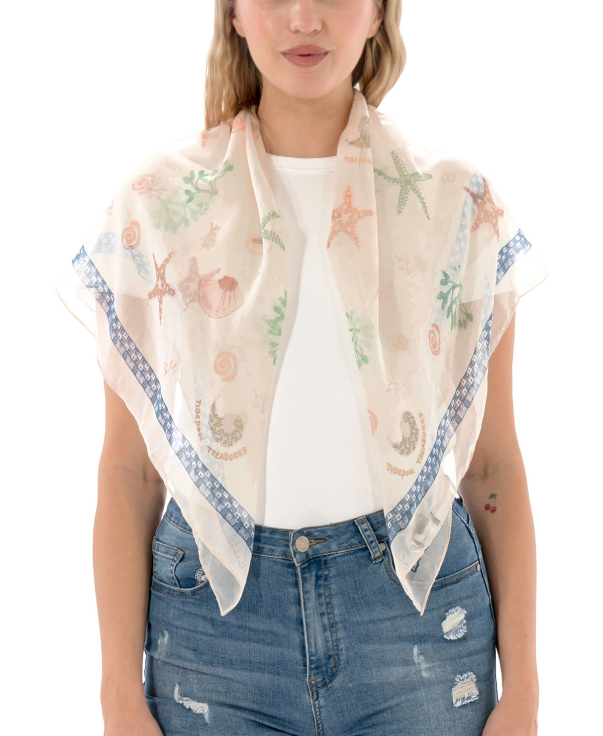 Click here for Marcus Adler Satin Seashell Square Scarf - Ivory prices