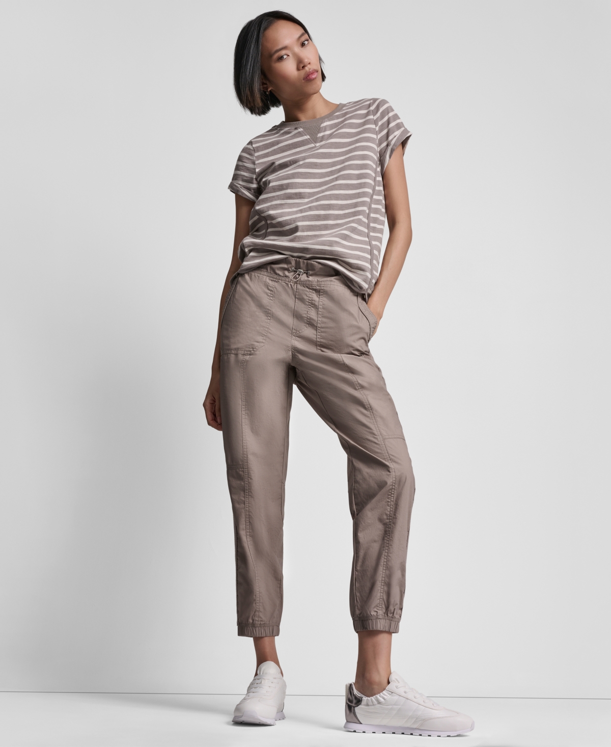 Click here for Dkny Sport Womens Embroidered Crewneck Logo Roll-S... prices