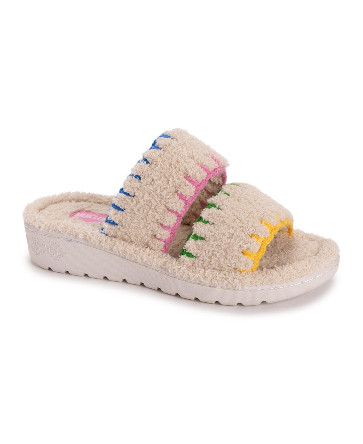 Click here for Muk Luks Womens Double Strap Slide Slipper - Tan prices