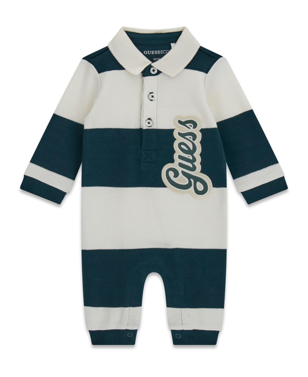Click here for Guess Baby Boys Interlock Polo Coverall - Green prices