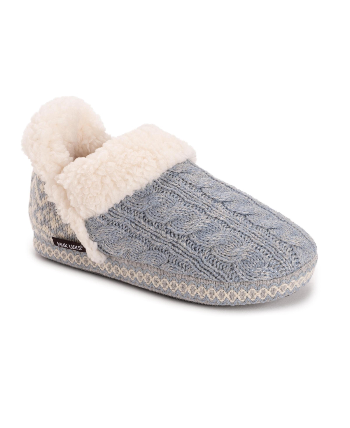 Click here for Muk Luks Womens Magdalena Slipper - Light blue prices