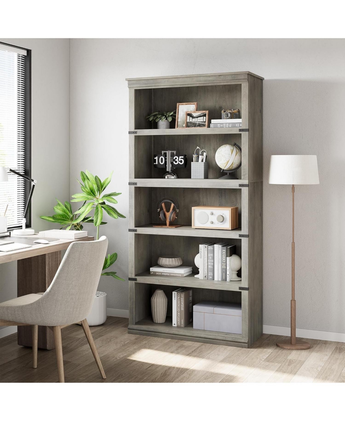 Click here for gaomon 5 Tier Farmhouse Bookcase 67.4" Tall W... prices