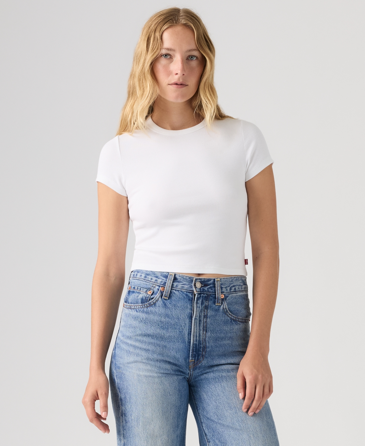 Click here for Levis Womens Short-Sleeve Cropped Top - Bright Whi... prices