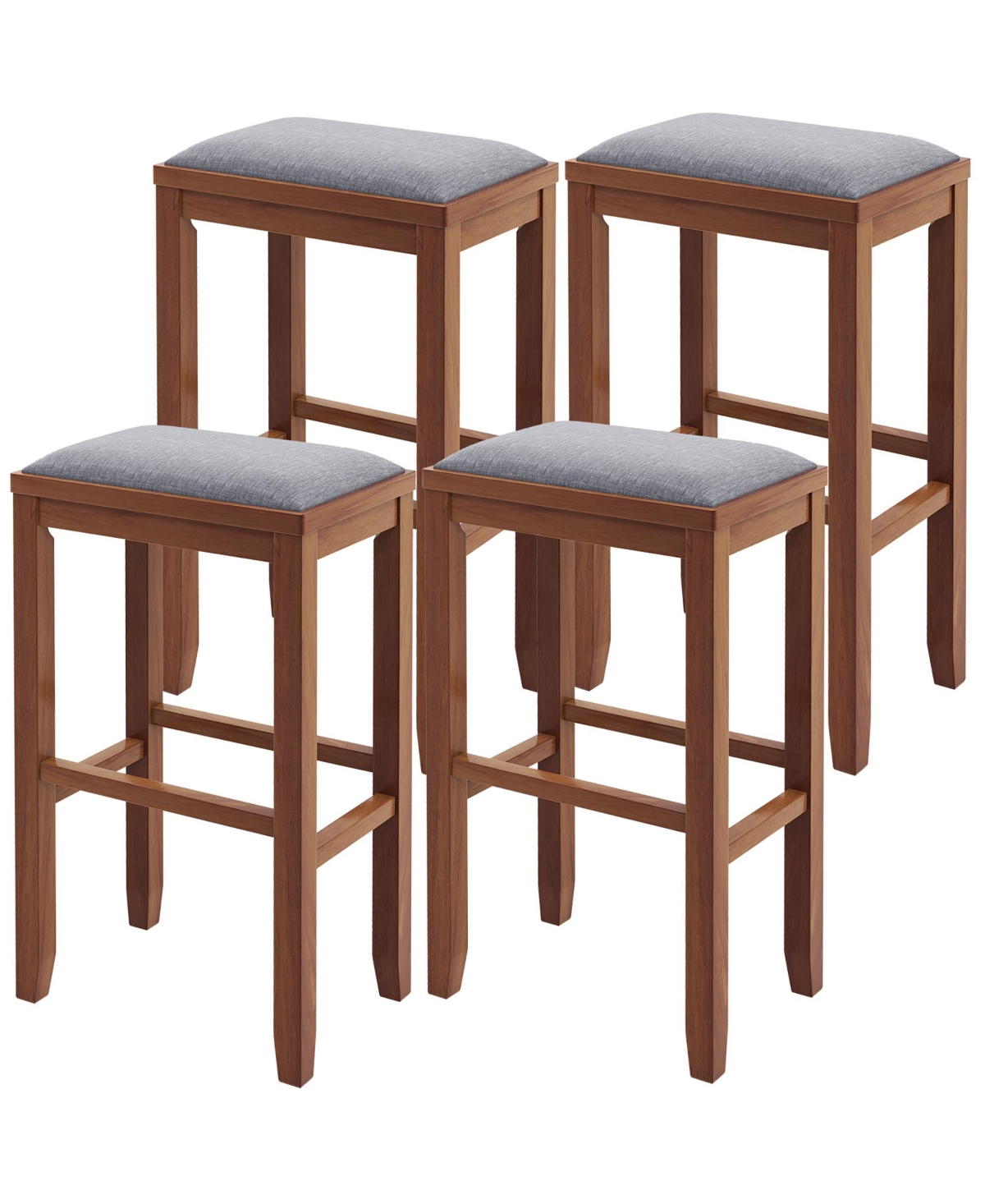 Click here for Gymax 4 Pcs Upholstered Wooden Bar Stools Bar Heig... prices