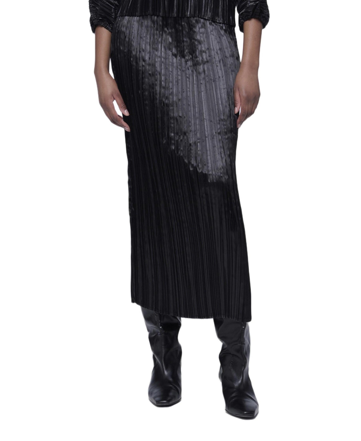 Click here for Leem Womens Fitted Plisse Skirt - Black prices